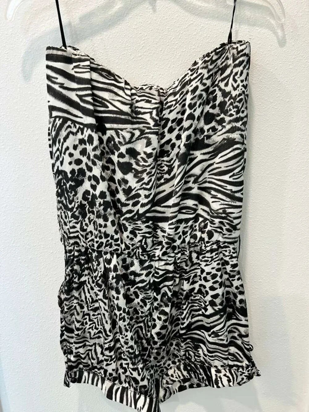 Guess | Pants & Jumpsuits | Strapless Mixed Animal Print Romper Shorts ...